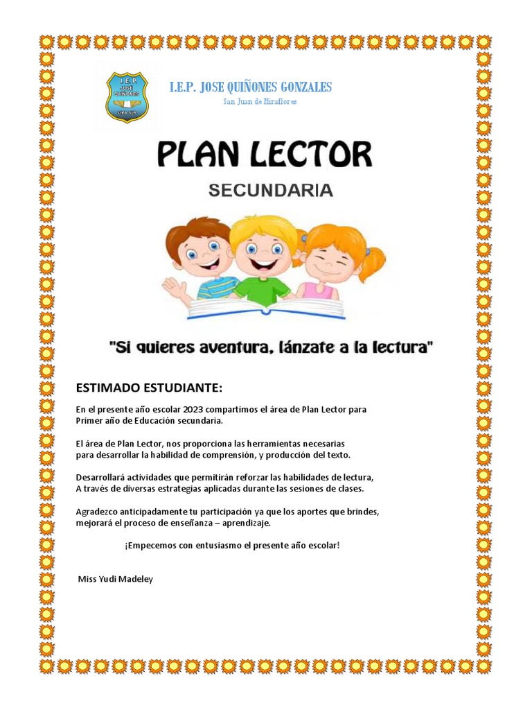 Plan Lector 1 Año Sec Caratula | PDF