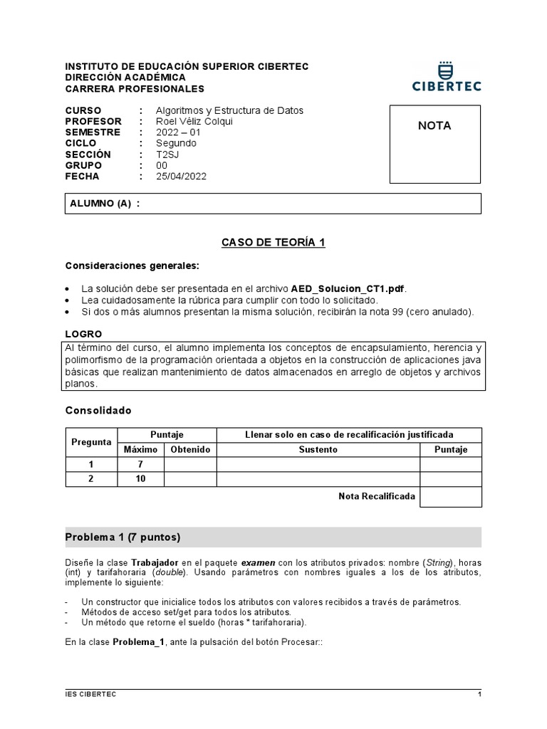 Caso de Teoría 1 | PDF | Objeto (informática) | Constructor (Programación Orientada a Objetos)