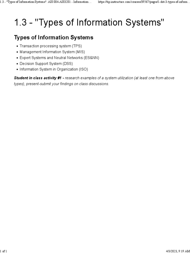 Info Systems for Students | PDF