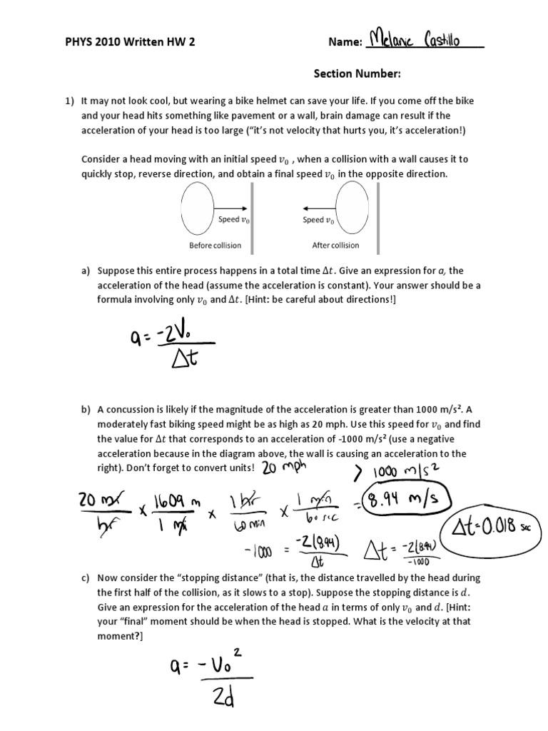 HW 2 | PDF | Acceleration | Speed