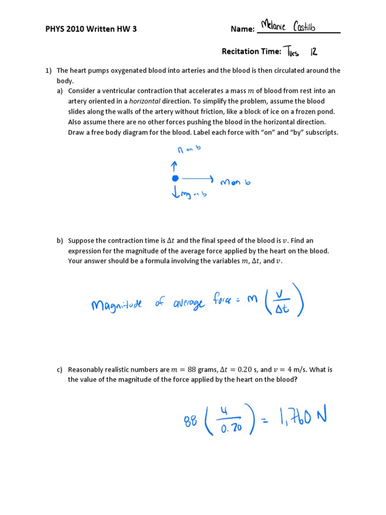 HW 3 | PDF | Force | Heart