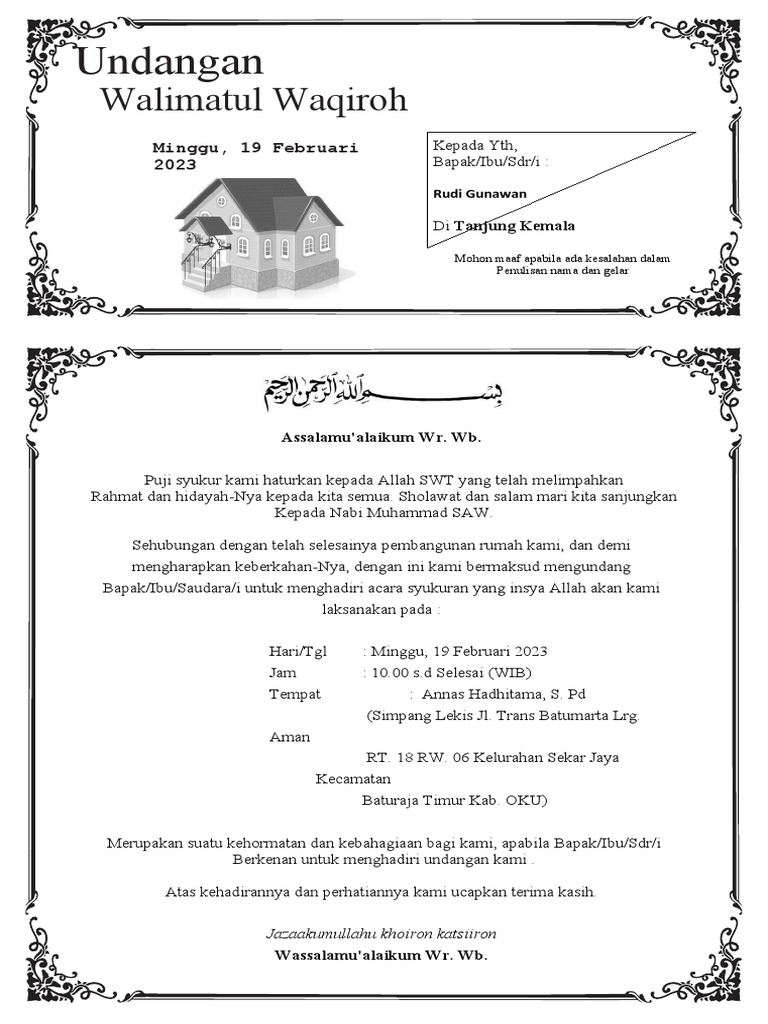 Undangan Menempati Rumah | PDF