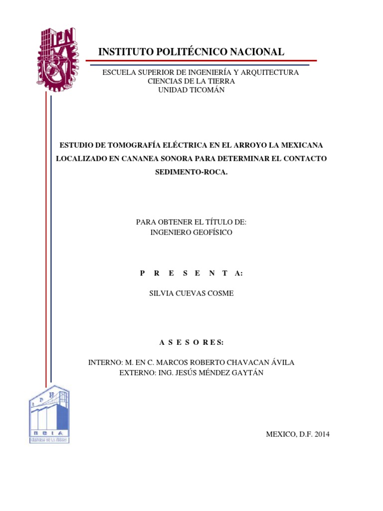 Estudio de Tomografía Eléctrica en El Arroyo La Mexicana Localizado en ...