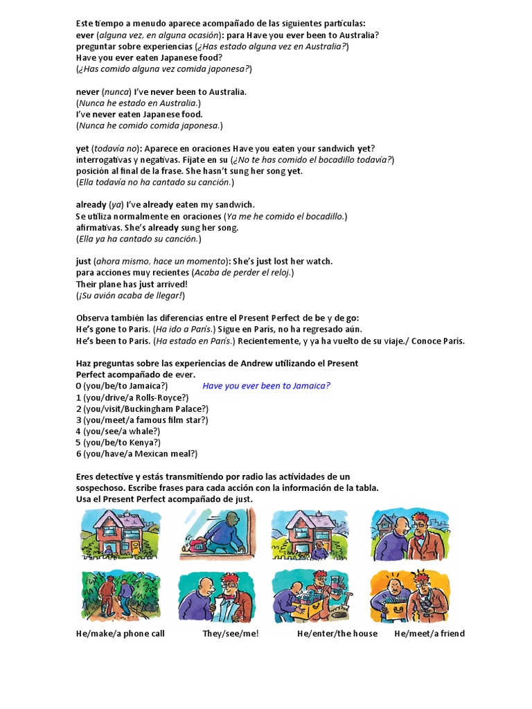 Ejercicios Con El Presente Perfecto | PDF