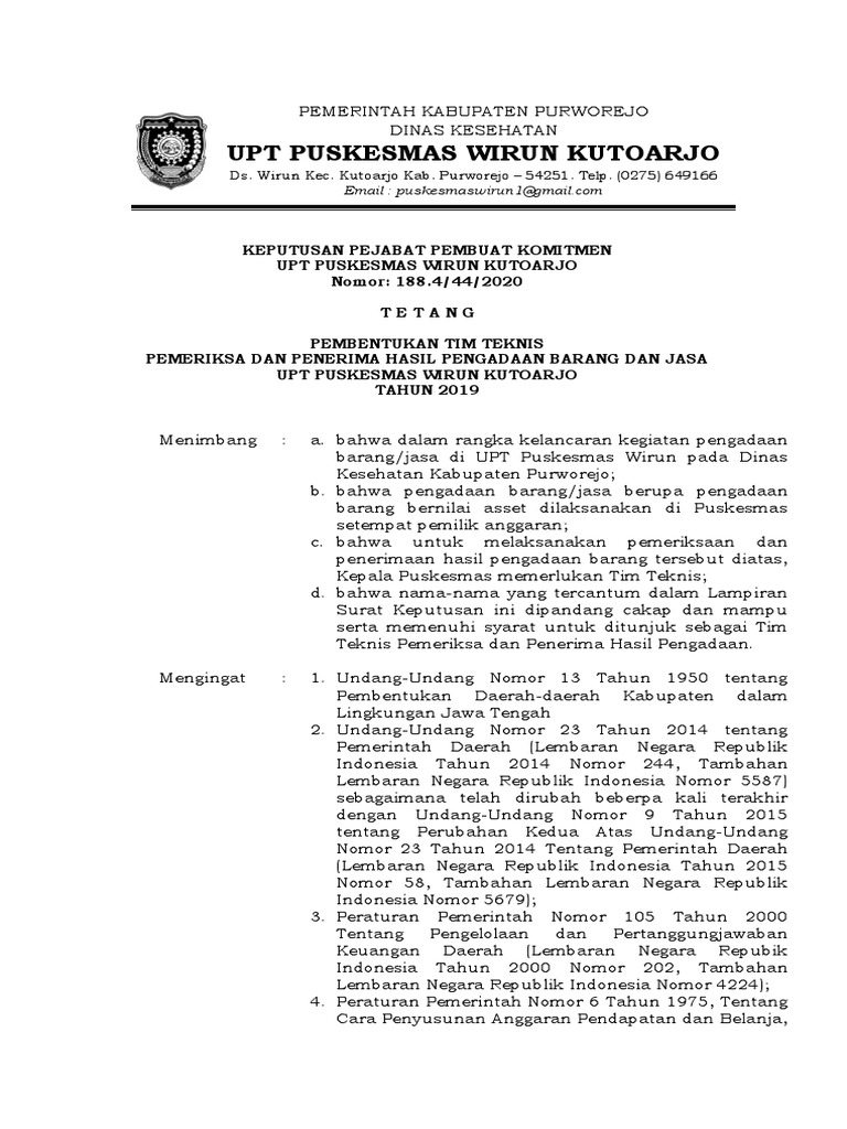 Pembentukan Tim Teknis Pengadaan Jasa | PDF