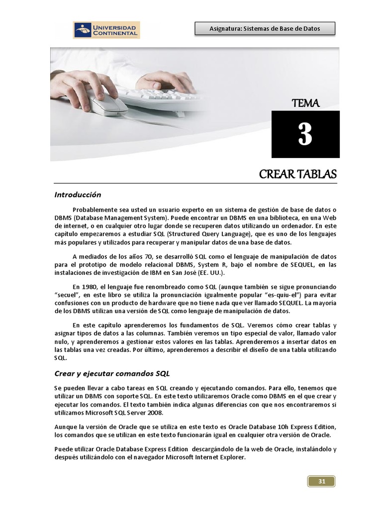 Crear Tablas en SQL: Guía Práctica | PDF | SQL | Servidor SQL de Microsoft