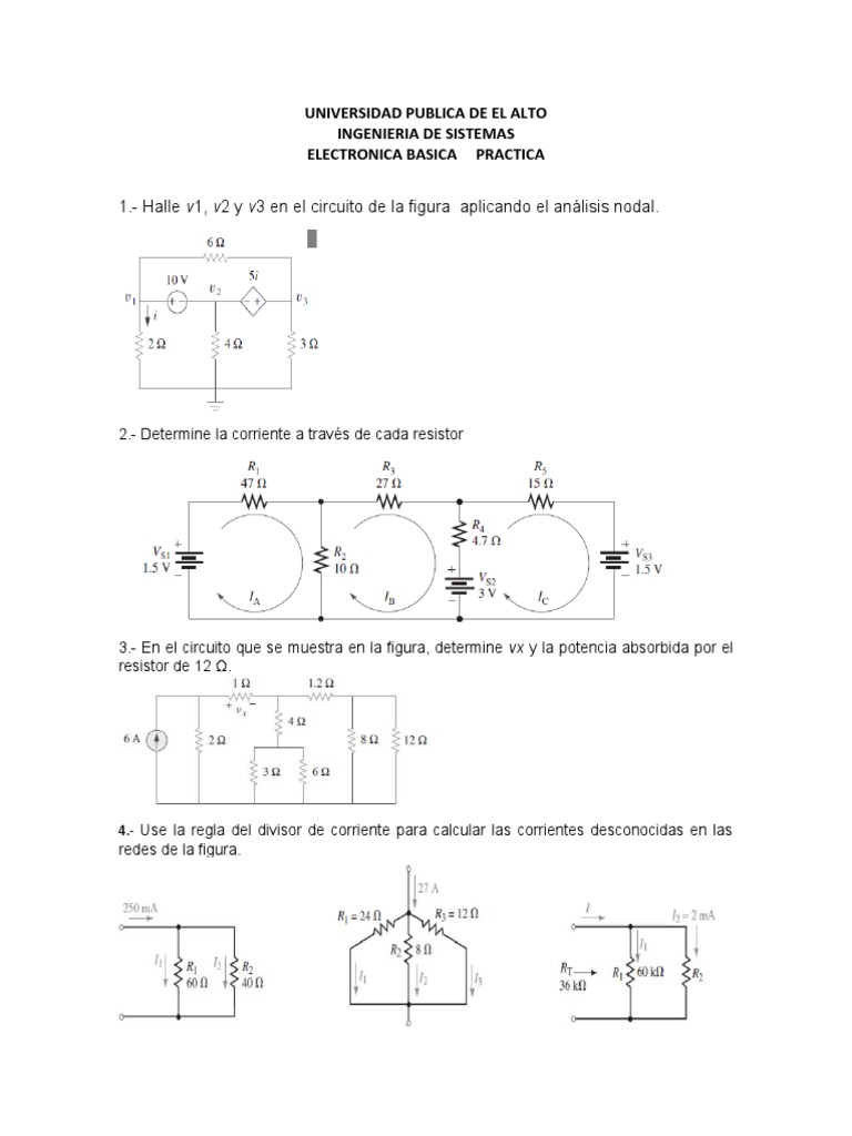 EJERCICIOS ELECTRONICA BASICA EJERCICIOS 1-2023 | PDF