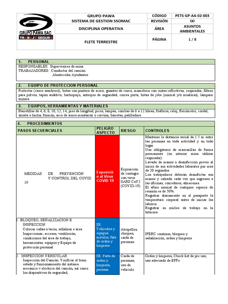 Pets GP Aa 02 003 Flete Terrestre | PDF | Residuos