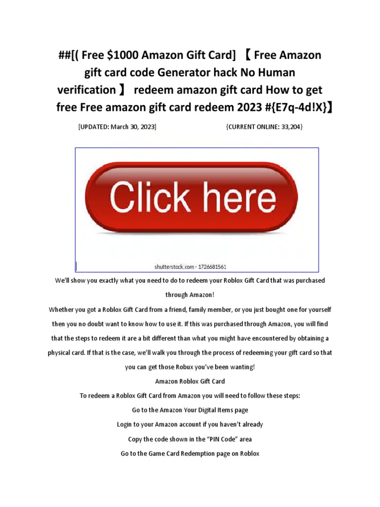 Free $1000 Amazon Gift Card) 【 Free Amazon gift card code Generator ...