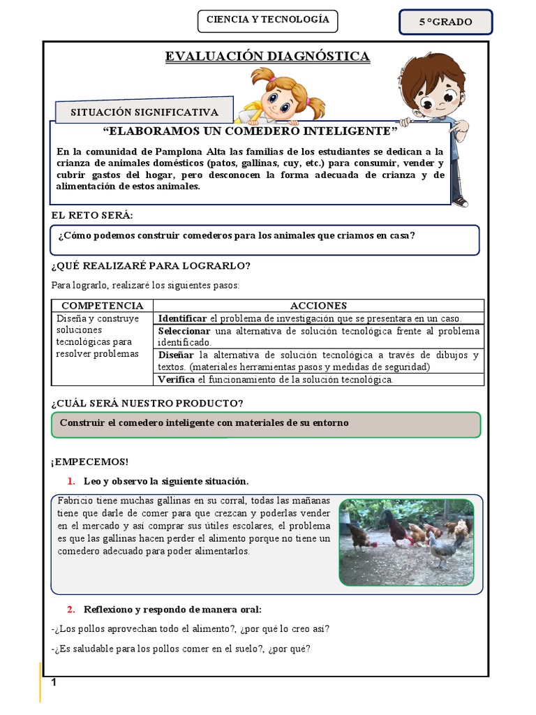 Evaluacion Diagnostica de Ciencia y Tecnologia | PDF | Pollo | Diseño