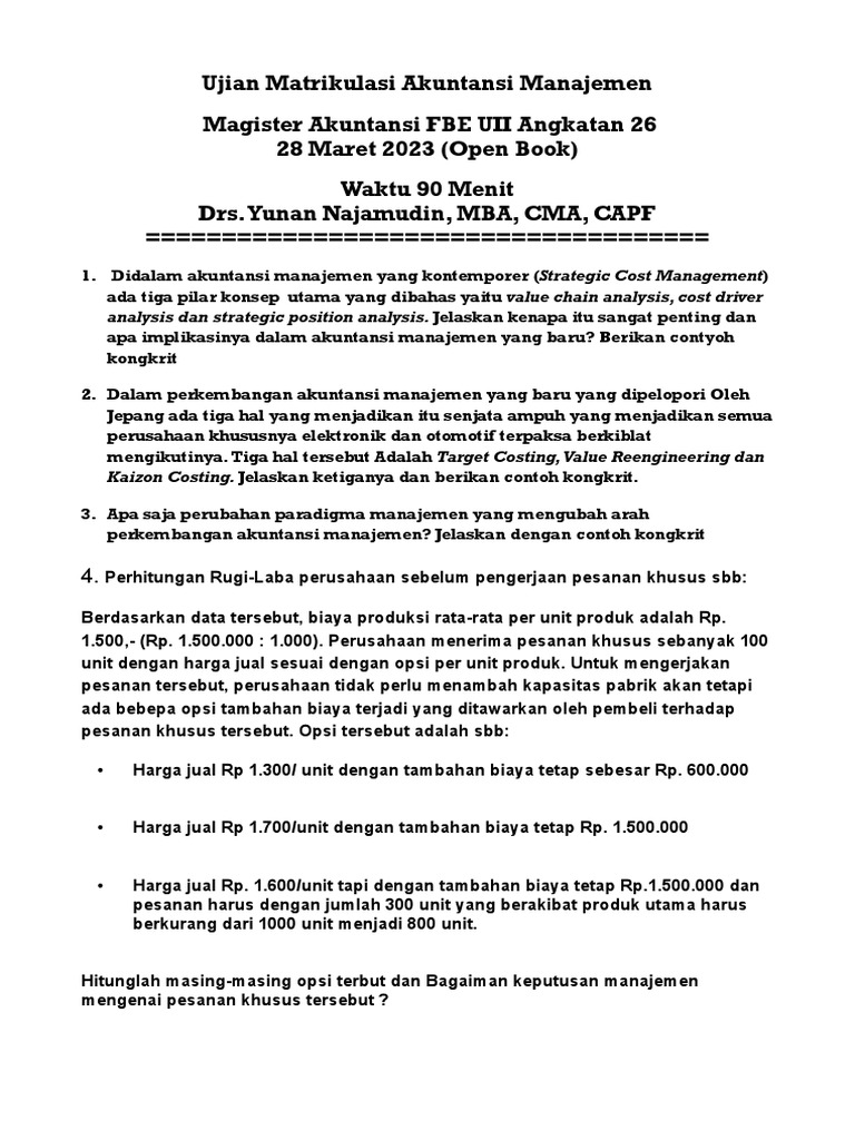 Ujian Matrikulasi Maksi 26a | PDF