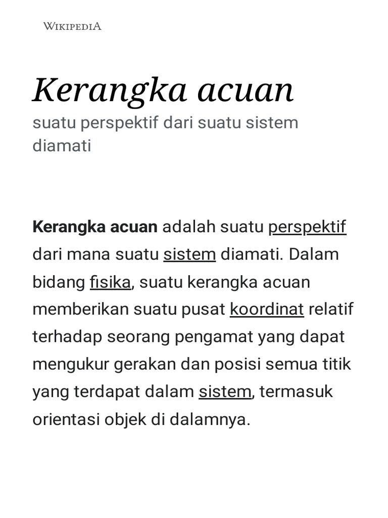 Kerangka Acuan - Wikipedia Bahasa Indonesia, Ensiklopedia Bebas | PDF ...