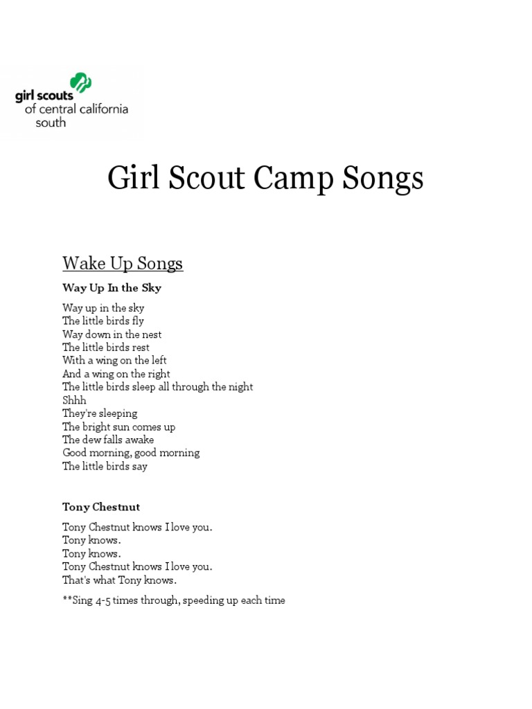 Girl Scout Camp Songs | PDF | Hippopotamus