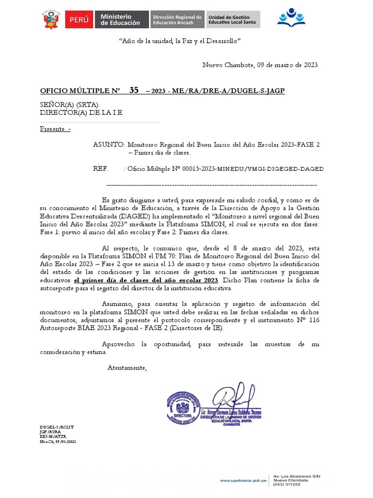 Oficio Simon Fase 2 | Descargar gratis PDF | Enseñando | Educación primaria