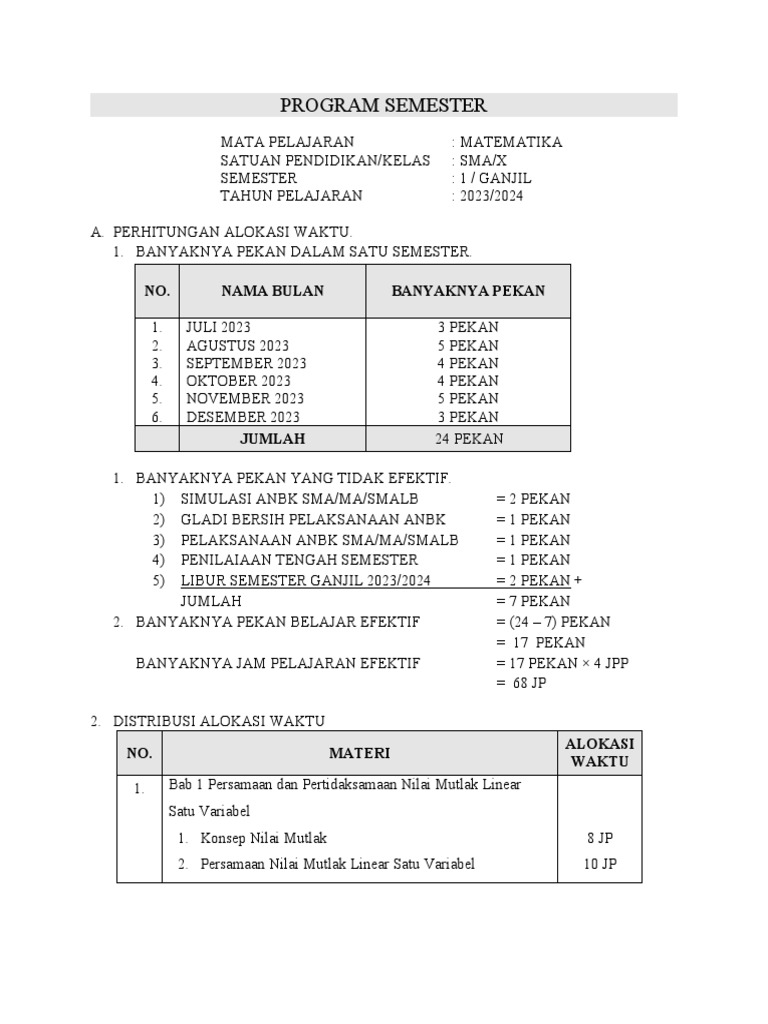 Prosem X Ganjil | PDF