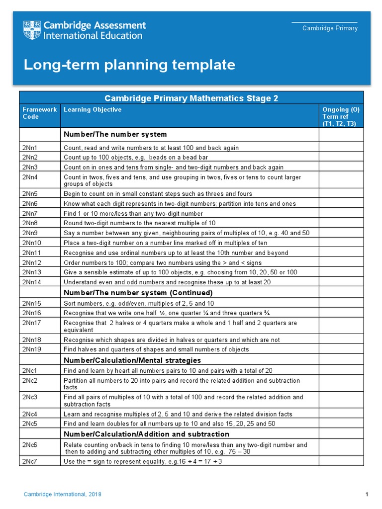 Cambridge Primary Maths Stage 2 Framework | PDF | Shape | Multiplication