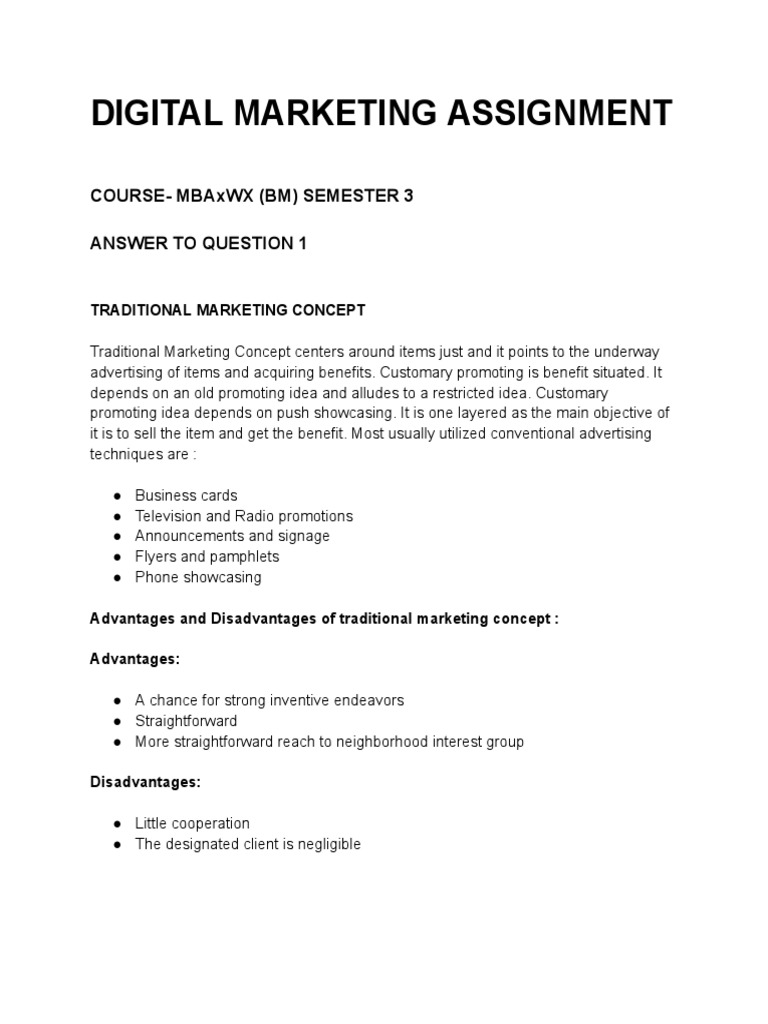 Digital Marketing Assignment Sem 3 | PDF | Subscription Business Model ...