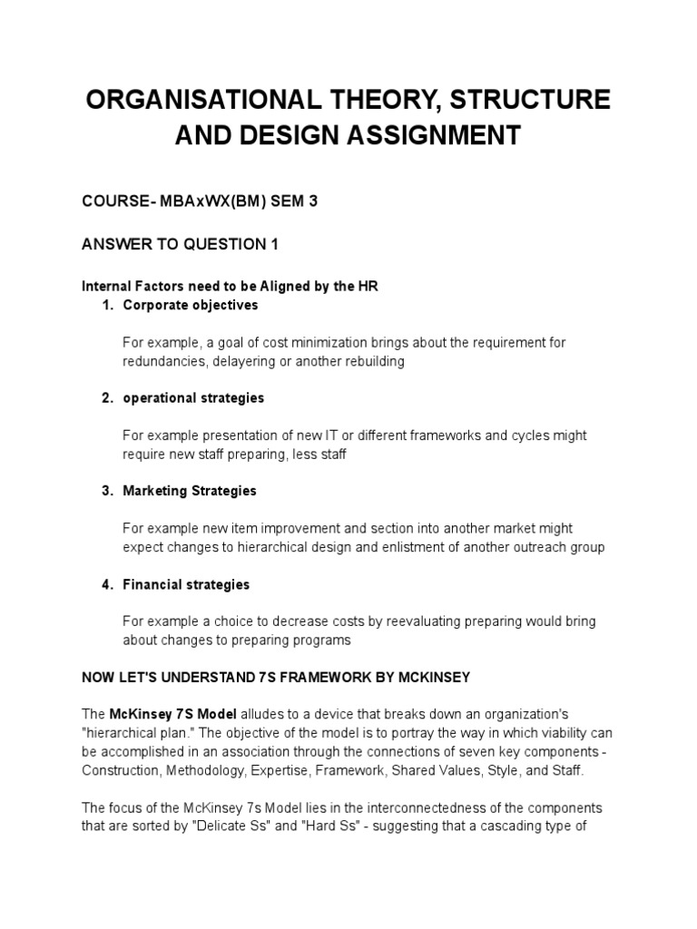 Organisational Theory, Structure and Design Assignment Sem 3 | PDF ...