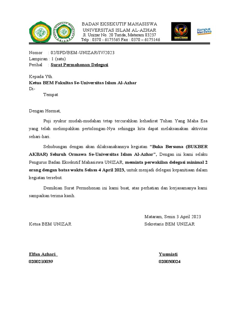 Surat Undangan Bem Fixs | PDF