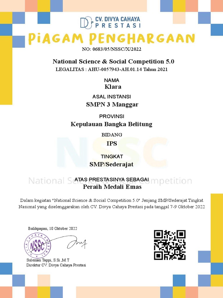 PIAGAM NSSC 5 Klara | PDF