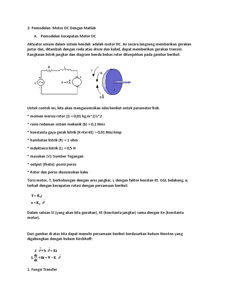 2 - Pemodelan Motor DC Dengan Matlab | PDF