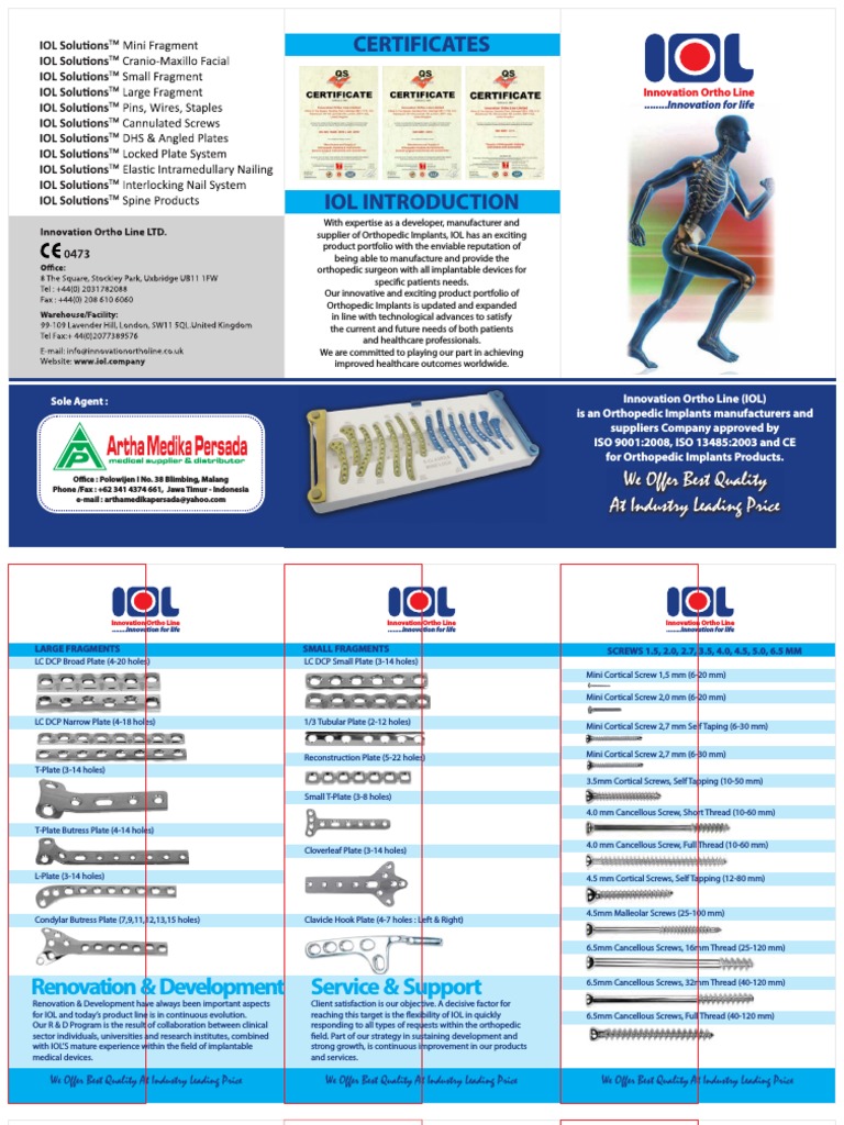 Orthopedic Implants Manufacturer IOL | PDF | Screw | Orthopedic Surgery