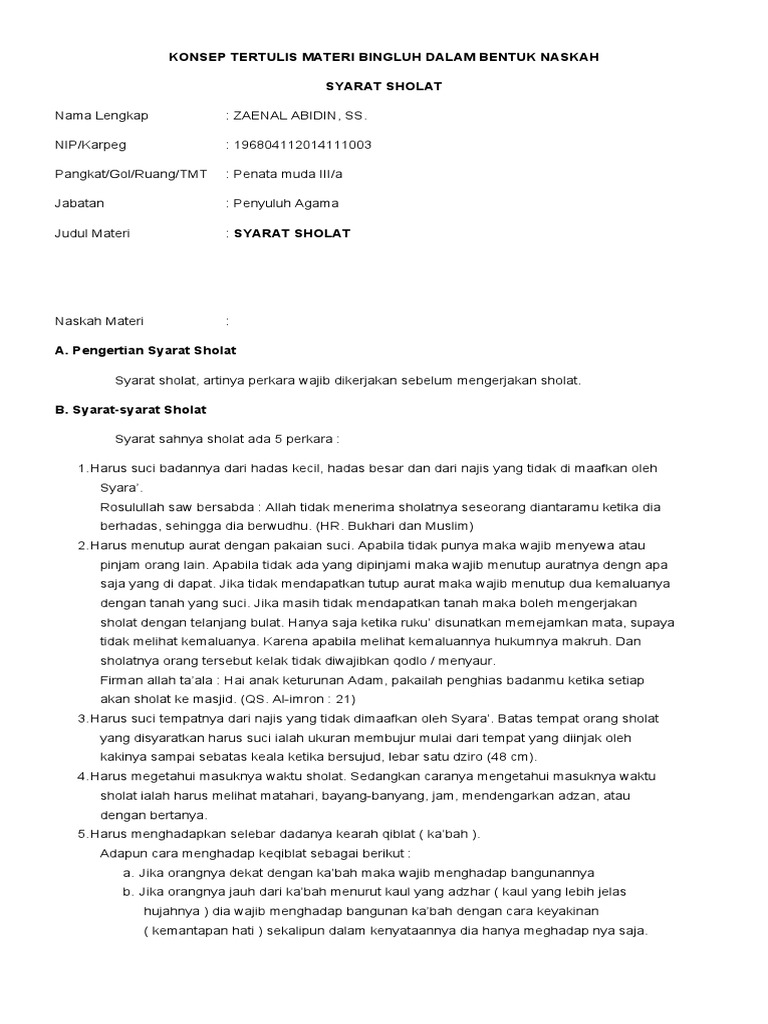 Syarat Sholat | PDF