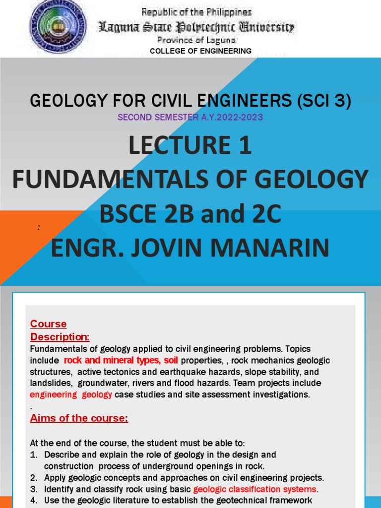 Lecture No. 1 Fundamentals of Geology | PDF | Rock (Geology) | Minerals