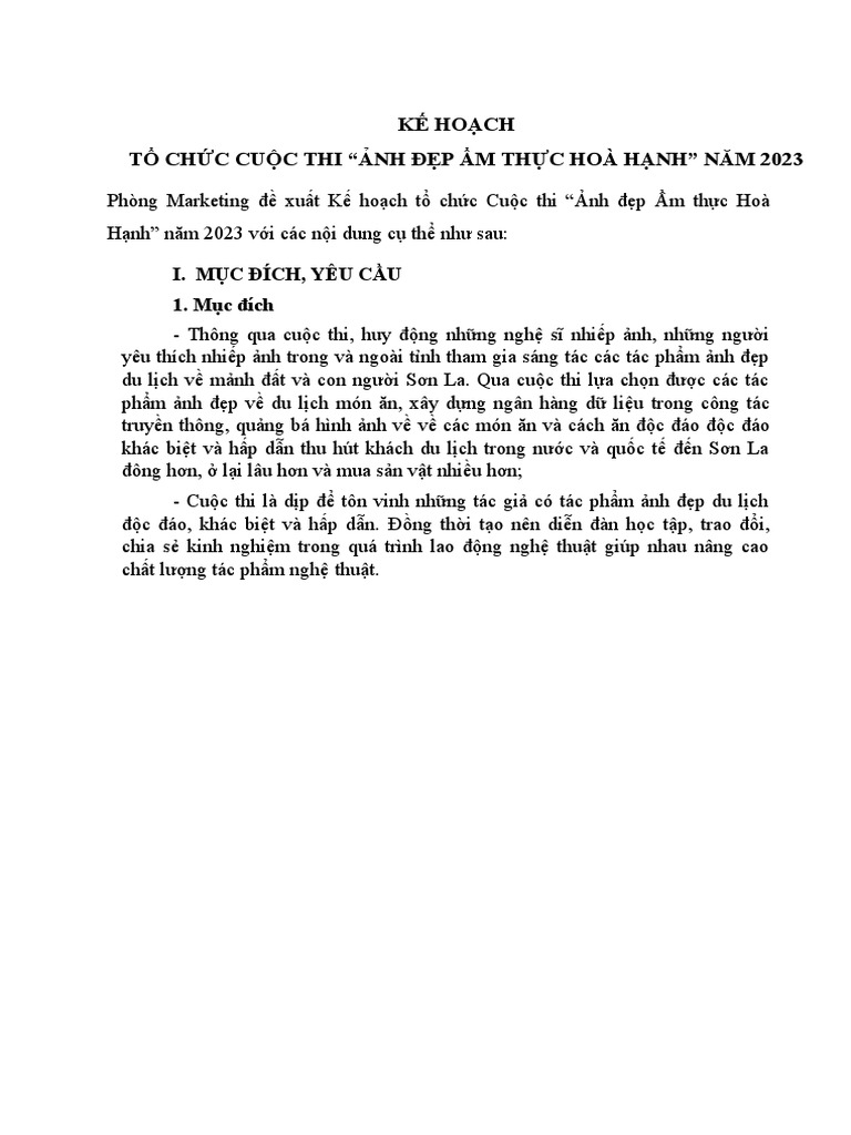 Ke Hoach To Chuc Cuoc Thi | PDF