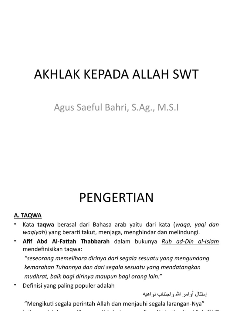 Akhlak Kepada Allah SWT | PDF