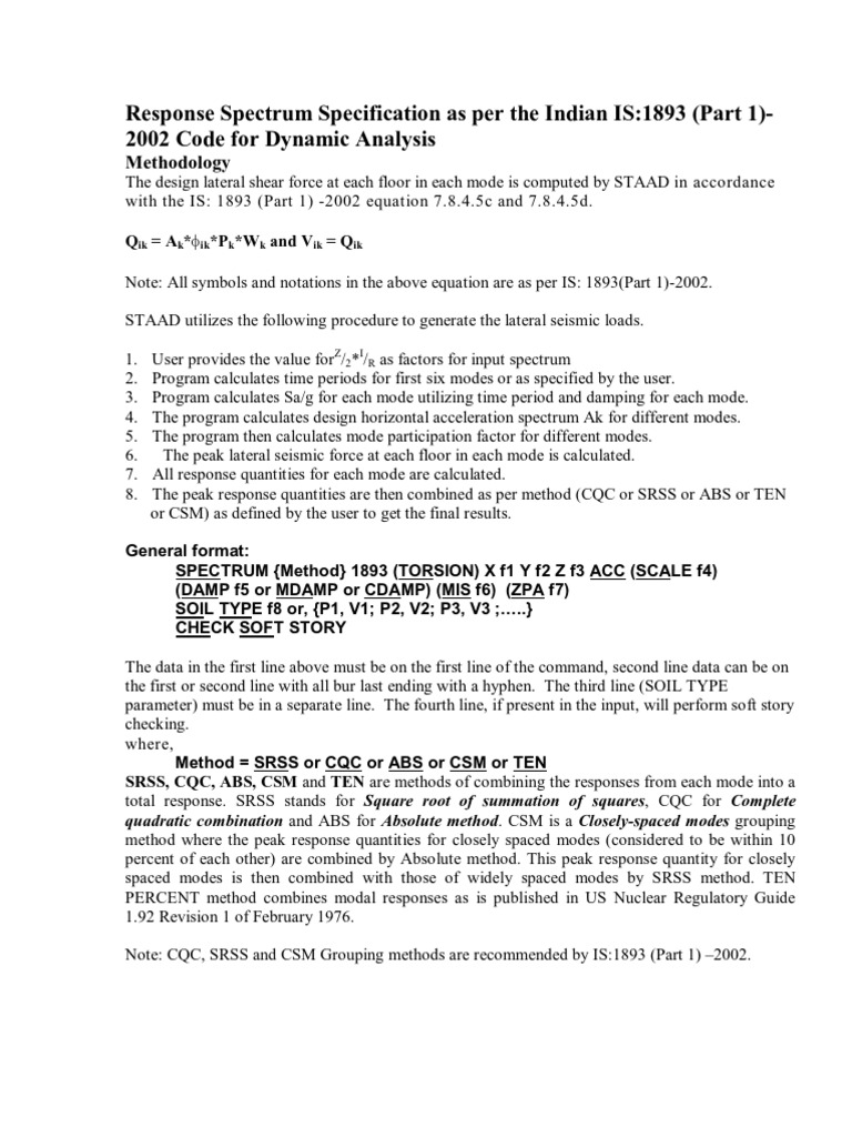 Response Spectrum Specification As Per ISCODE | PDF | Spectrum | Frequency