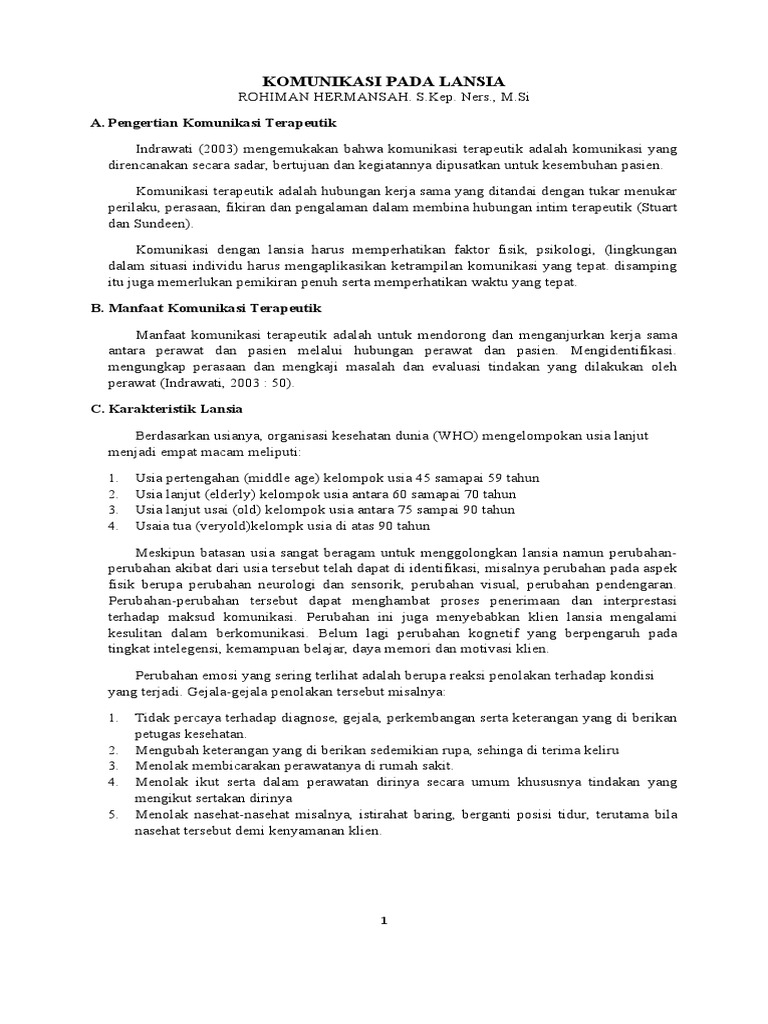 Komunikasi Efektif dengan Lansia | PDF | Pengembangan Diri