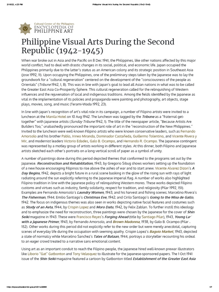 3 Philippine Visual Arts During The Second Republic (1942-1945) | PDF ...