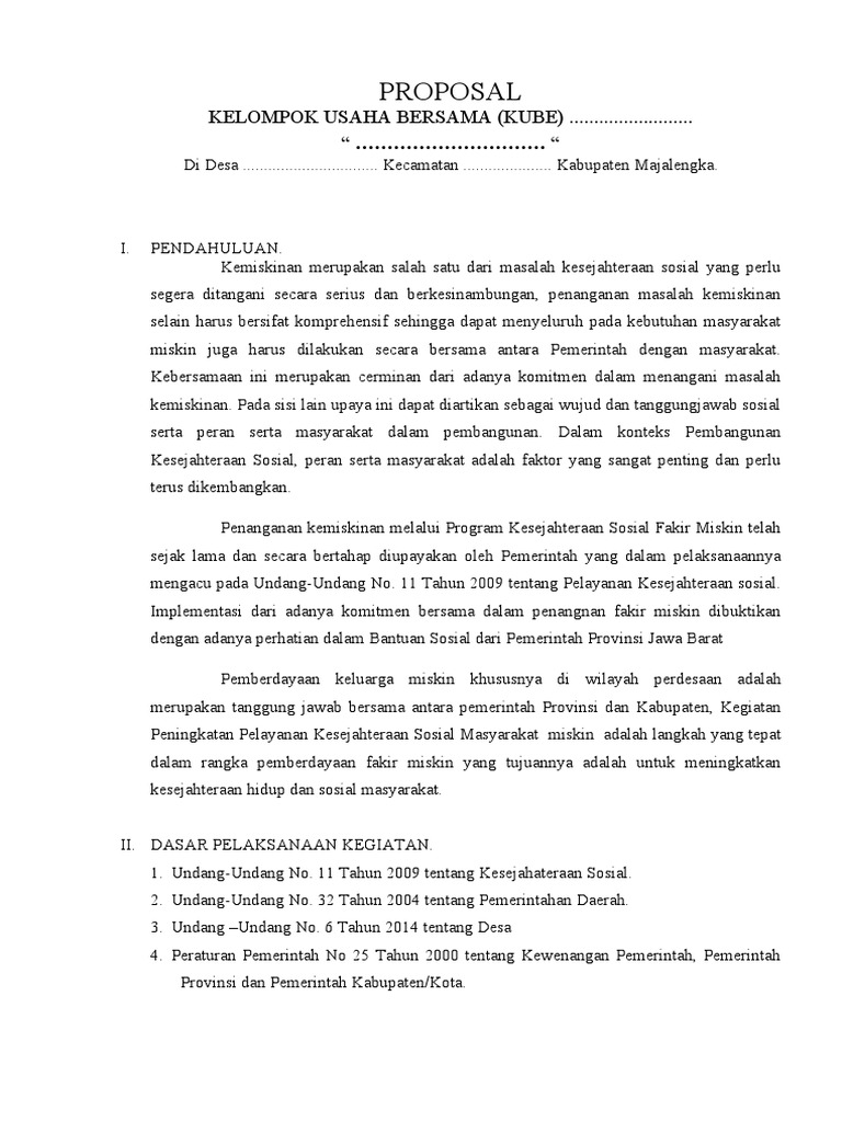 Contoh Proposal KUBE | PDF