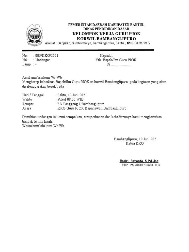 Undangan KKG Bali | PDF