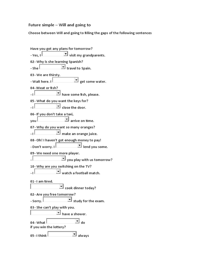 Future Simple - Will and Going To | PDF