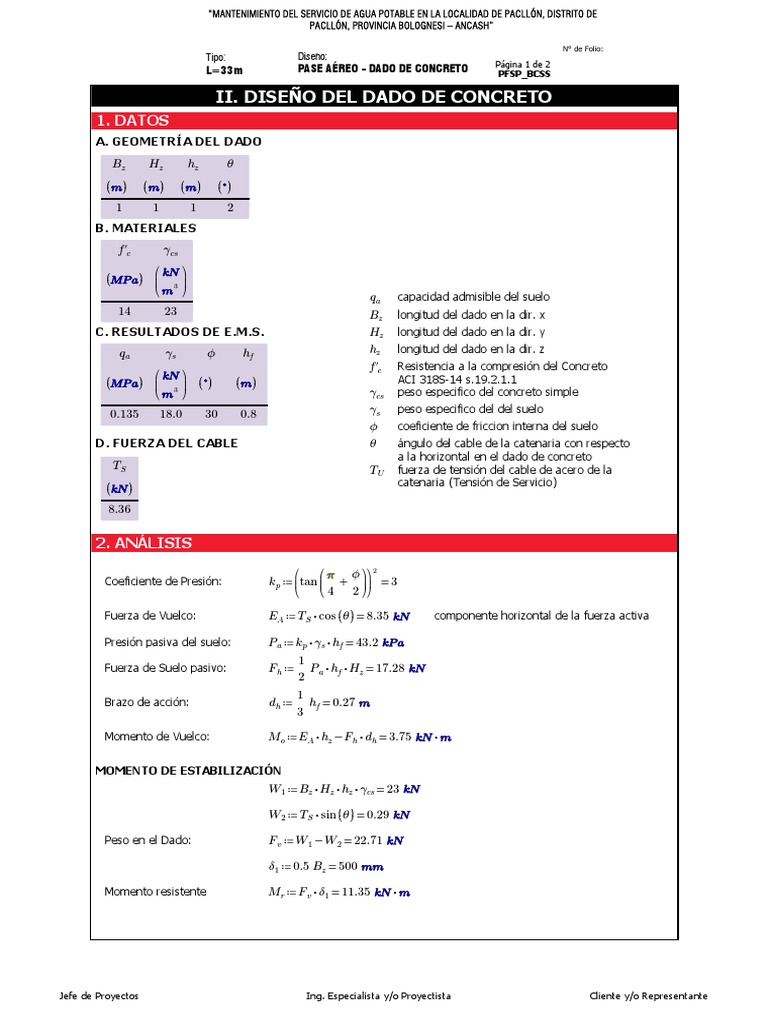 Diseño y análisis estructural de un dado de concreto para soporte de ...