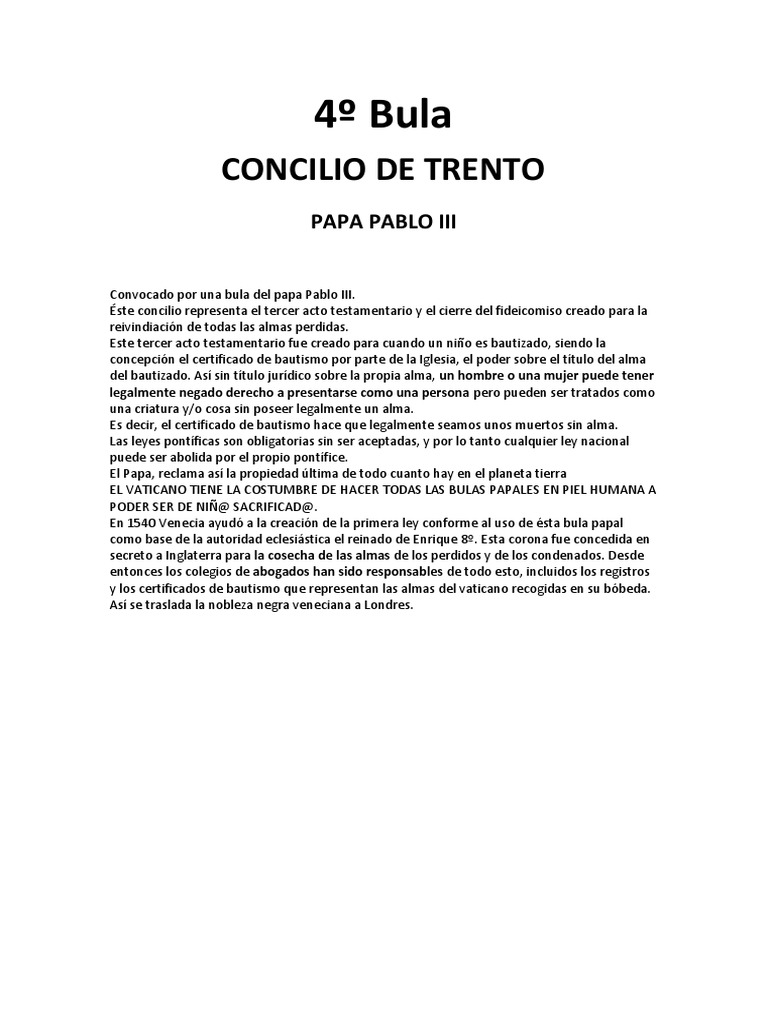 4º Bula Papal 1537 Concilio de Trento - Pablo Iii. | PDF