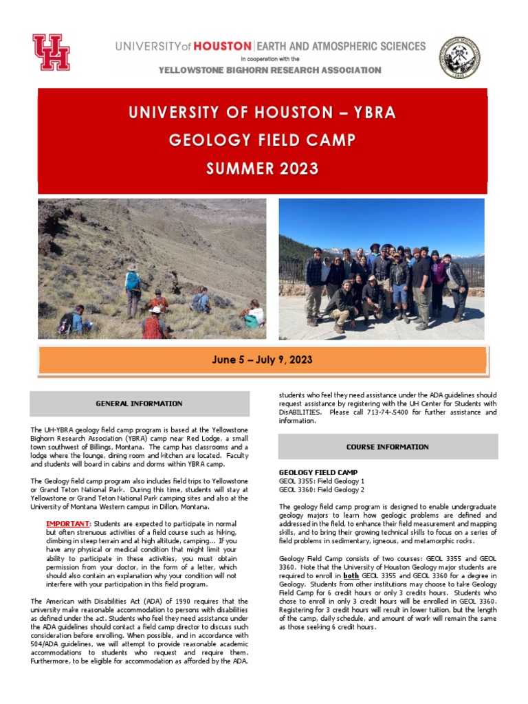 Uh Ybra2023geologyfieldcampbrochure | PDF | Geology | Student Financial ...