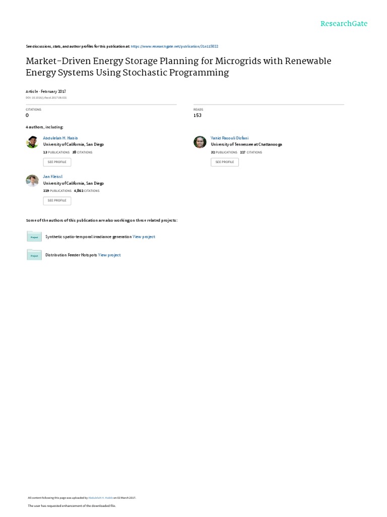 Market-Driven Energy Storage Planning For Microgrids With Renewable Energy Systems Using ...