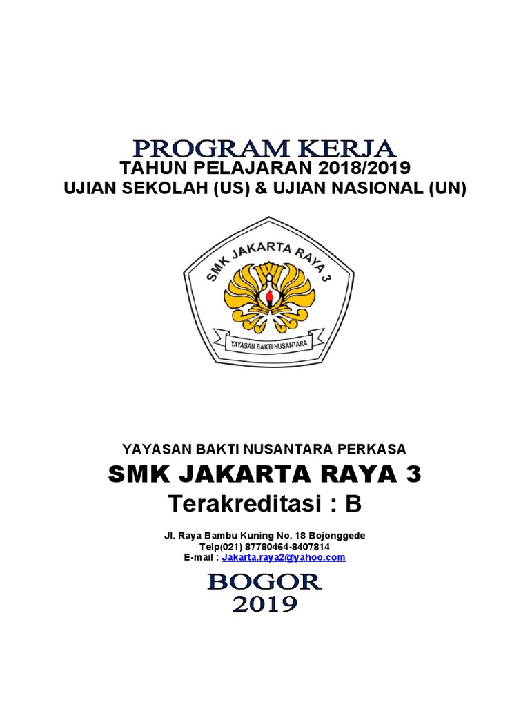 Program Kerja US-UN Jr3 2019 New.c | PDF