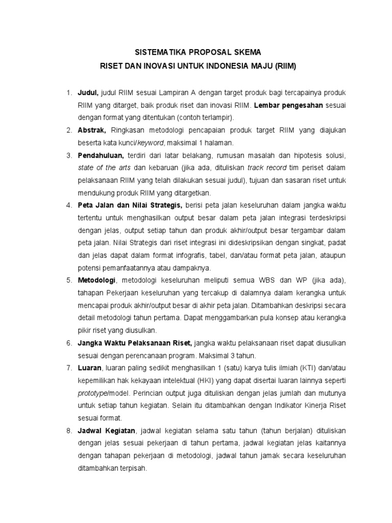 Sistematika Proposal Skema Riset dan Inovasi untuk Indonesia Maju (RIIM ...