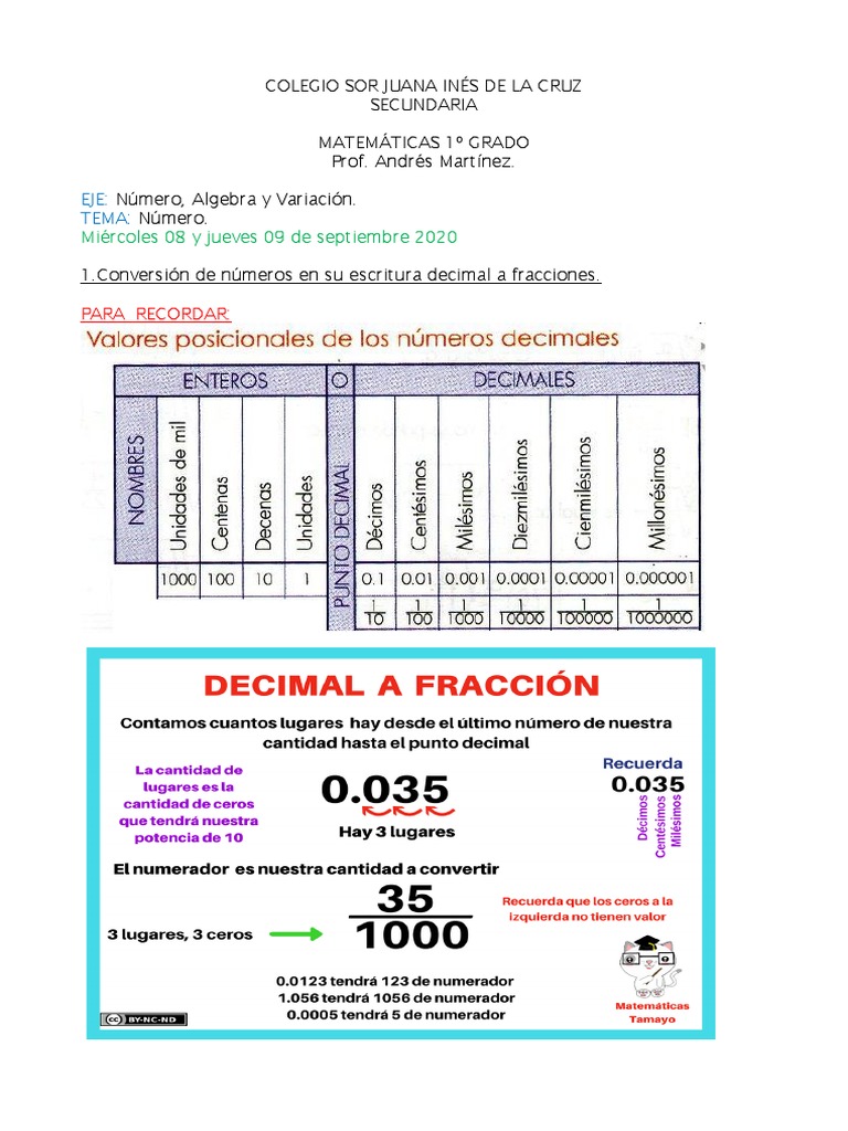 Conversión de Decimales a Fracciones | PDF