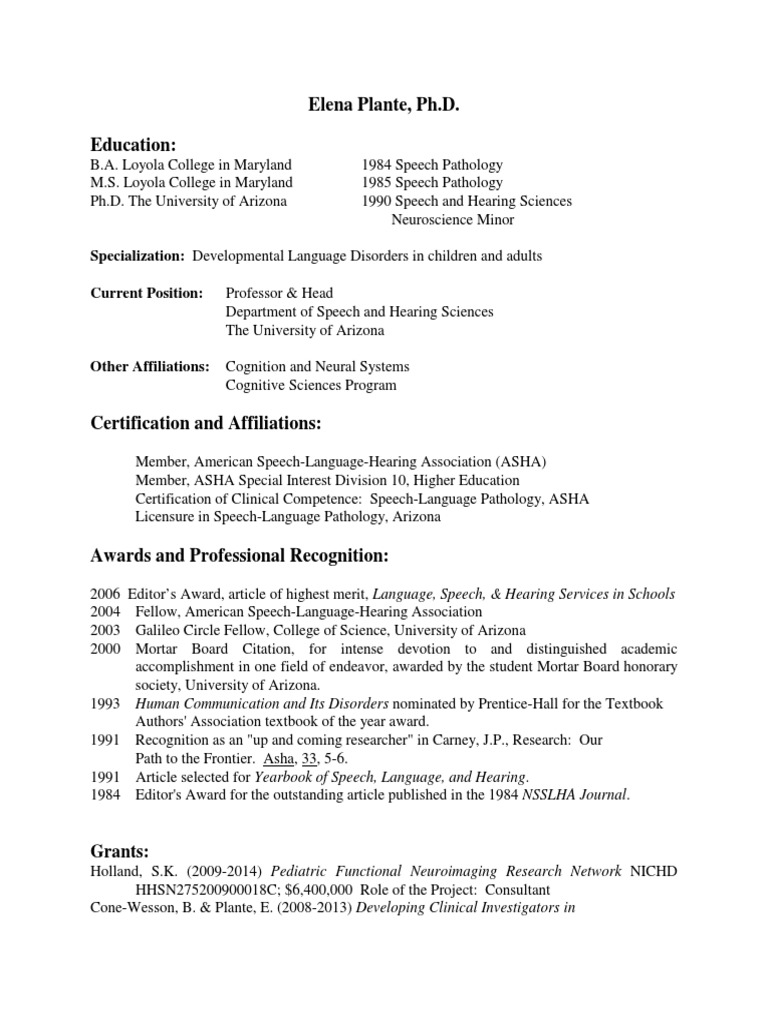 Vita Plante Brief10 | PDF | Speech | Functional Magnetic Resonance Imaging