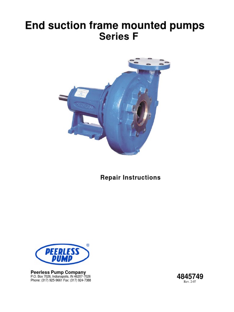 End Suction Frame Mounted Pumps: Series F | PDF | Bearing (Mechanical ...