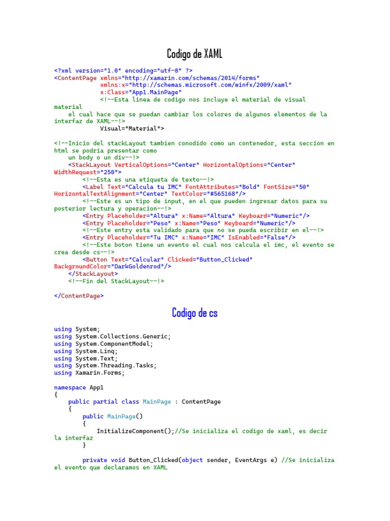 Codigo de XAML | PDF | Índice de masa corporal | Cuerpo humano