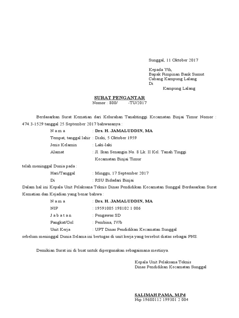 Surat Keterangan Kematian - Jamaluddin | PDF