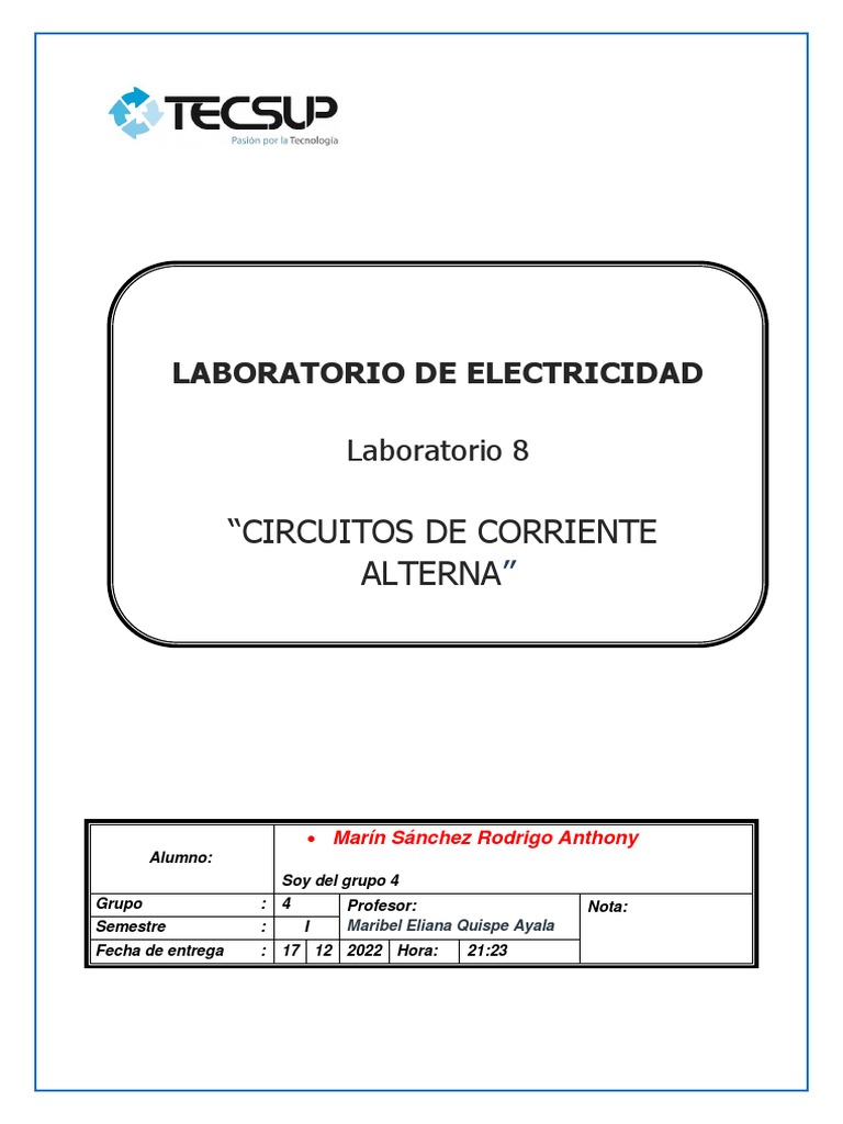 Lab 8 - Circuitos AC LV-SIM - Marin Sanchez Rodrigo Anthony | PDF | Corriente alterna ...