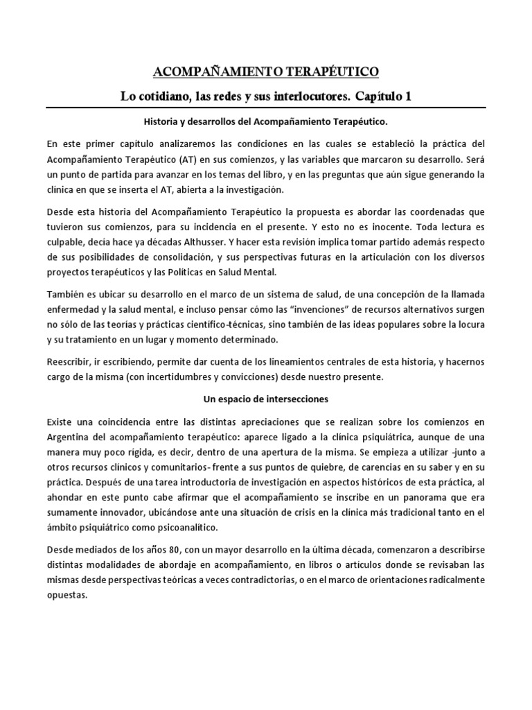 Gustavo Rossi - ACOMPAÑAMIENTO TERAPÉUTICO... Capitulo 1 | PDF | Psicoanálisis | Sicología