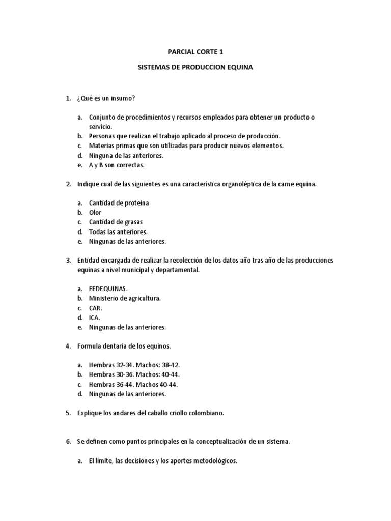 Sistemas de Producción Equina: Conceptos Clave | PDF